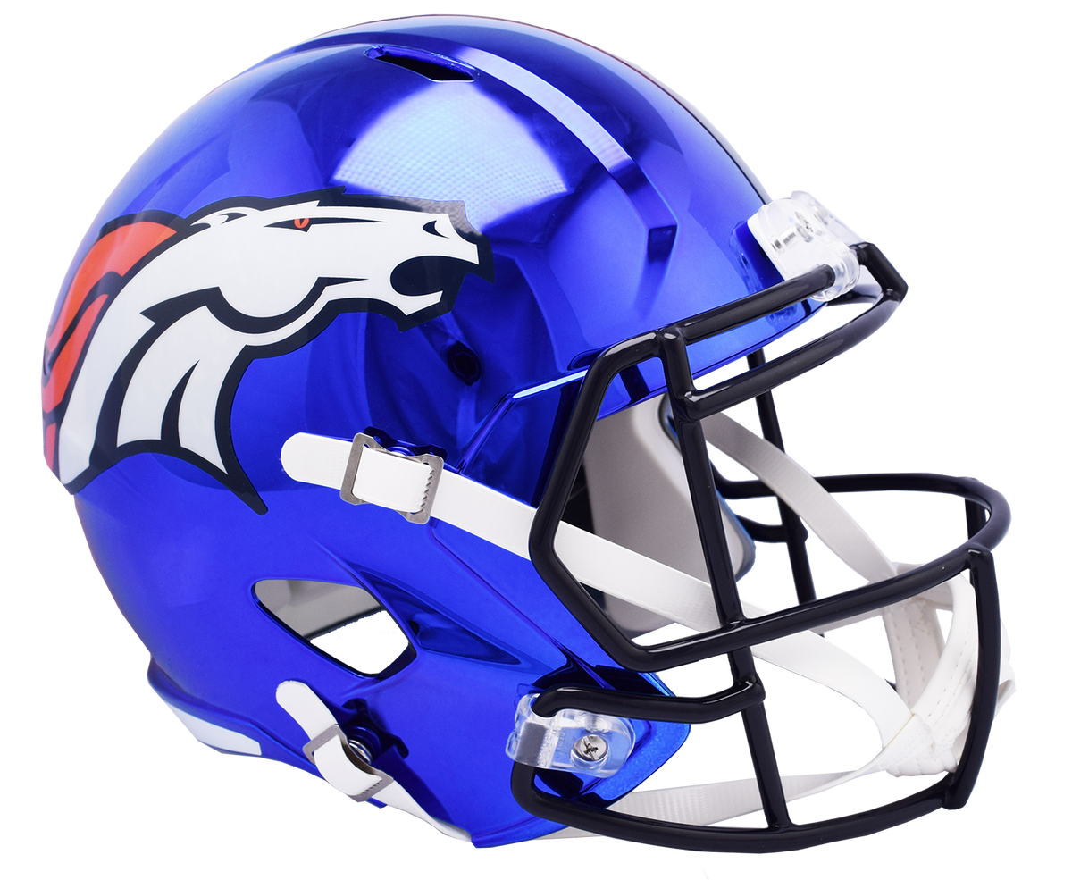 DENVER BRONCOS CHROME SPEED REPLICA HELMET | The Sports Bunker.com